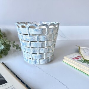 Vintage Dialene Pale Blue Plastic Woven Plant Pot or Planter From the ...