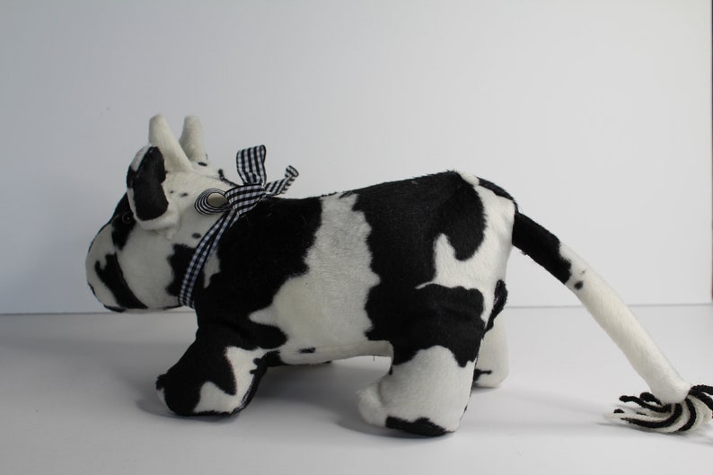 Hand Sewn Stuffed Cow: Black and White Faux Fur Decoration - Etsy