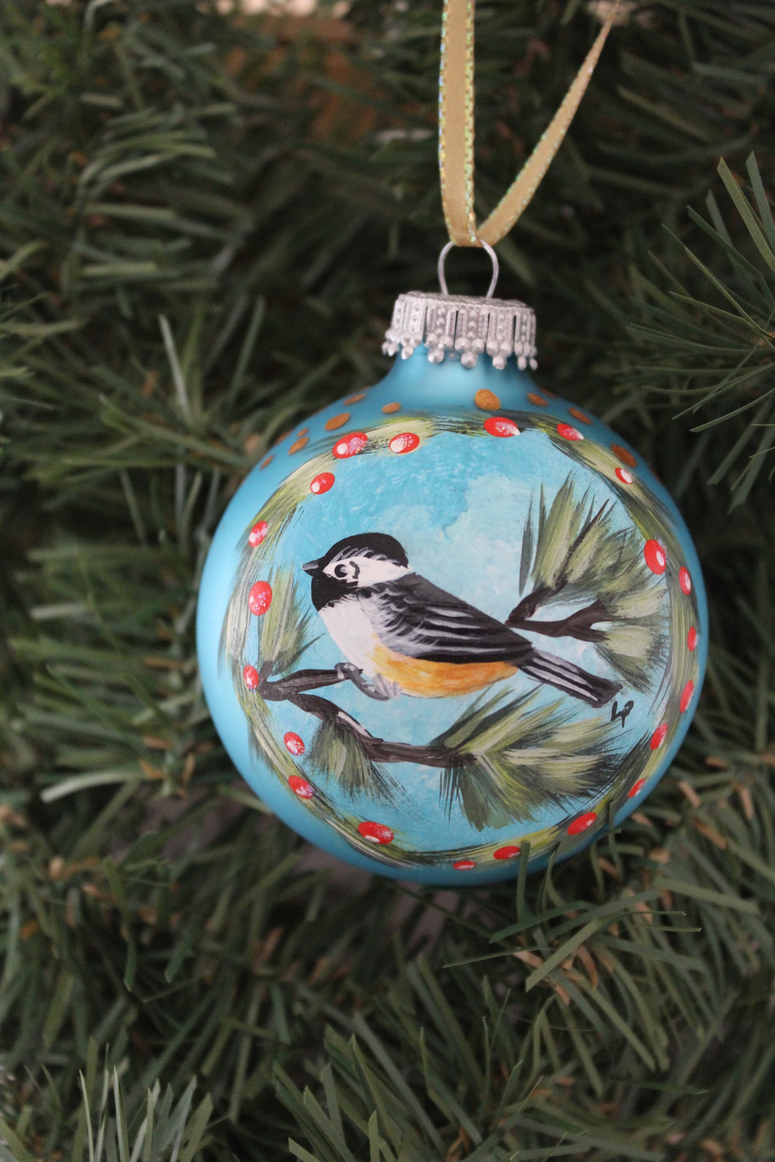 Chickadee Bird Christmas Tree Ornament Hand painted Chickadee | Etsy