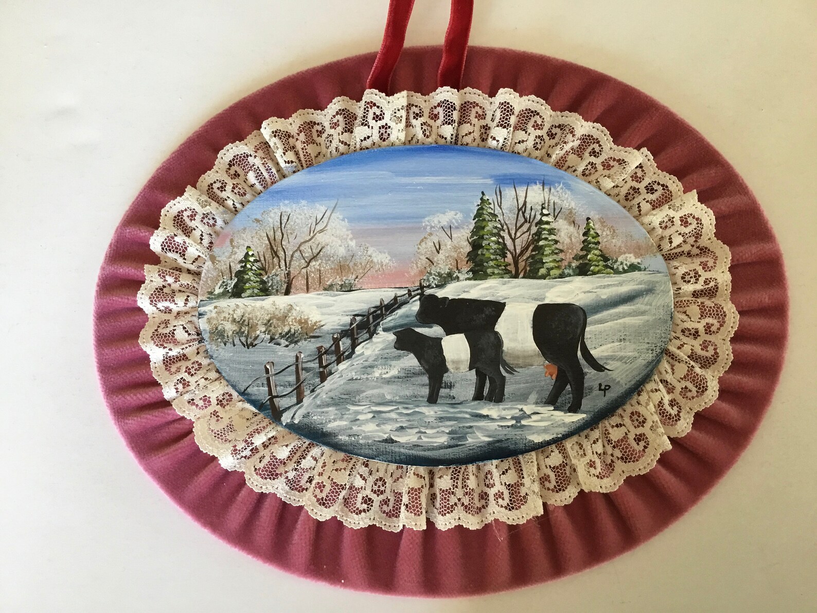 Belted Galloway Painting, Decorative Hand Painted Belted Galloway Cow ...