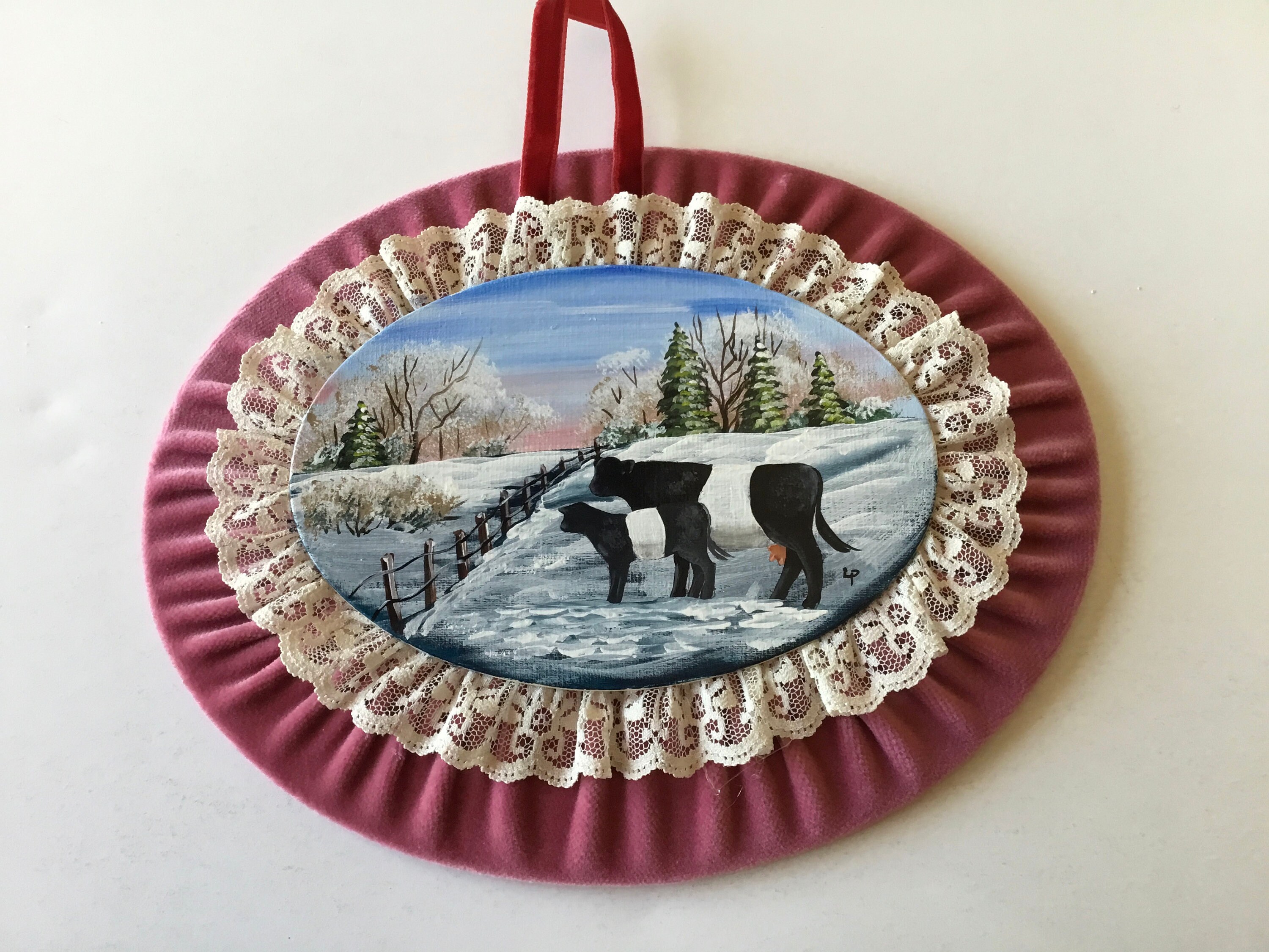 Belted Galloway Painting, Decorative Hand Painted Belted Galloway Cow ...