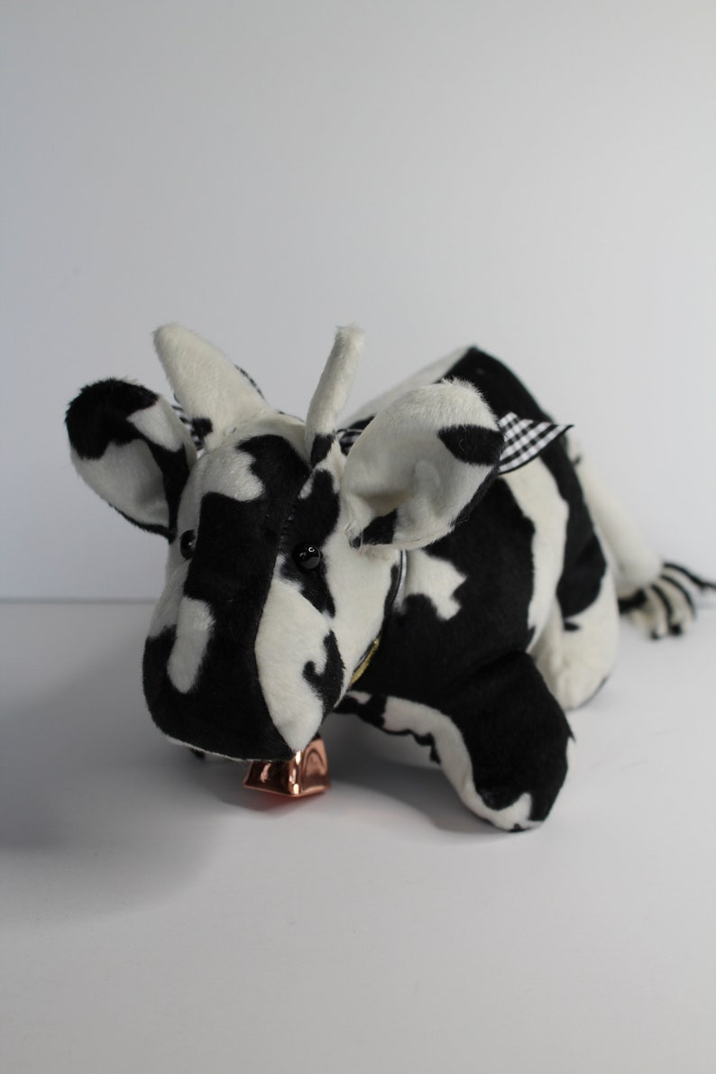 Hand Sewn Stuffed Cow: Black and White Faux Fur Decoration - Etsy