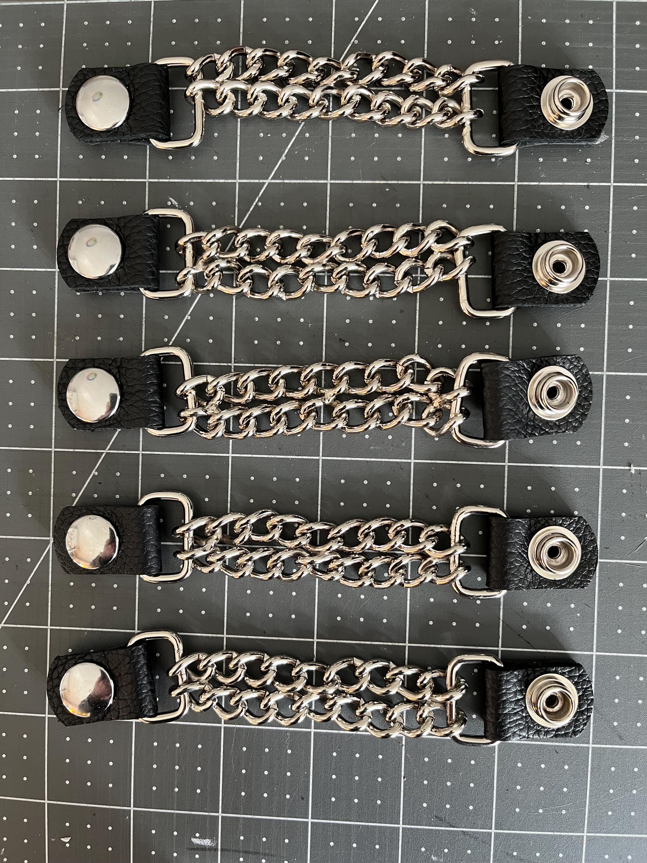 Bikers Vest Extenders Chain Extensions With Snaps Braided Leather Vest ...