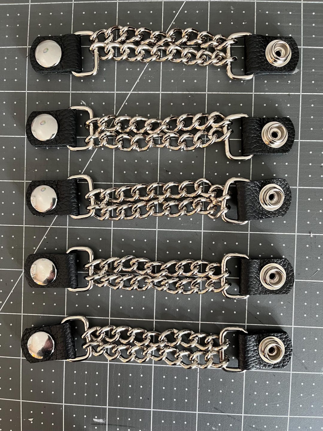 Bikers Vest Extenders Chain Extensions With Snaps Braided Leather Vest ...