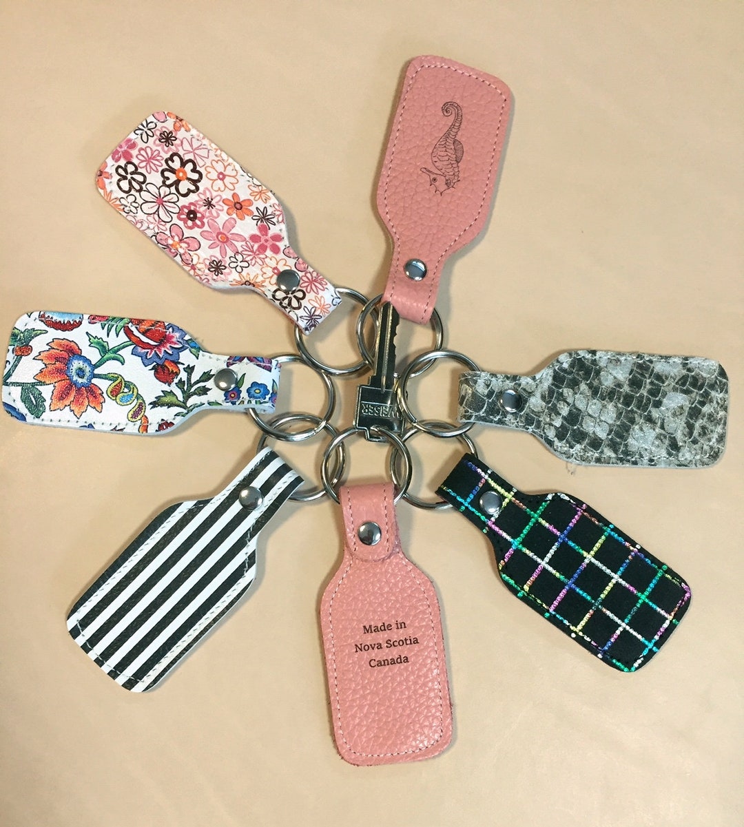 Leather Keychains Beautiful Printed Leather Key Chain With Split Key ...
