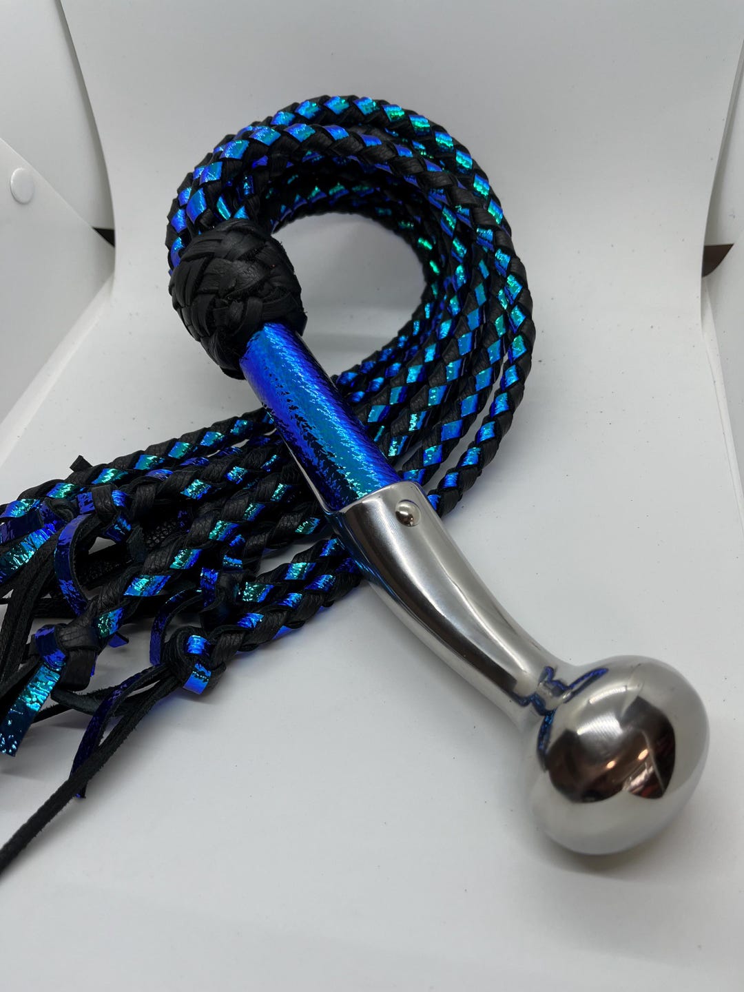 Steel Handle Flogger Beautiful Mermaid Leather Flogger With Blue Green ...