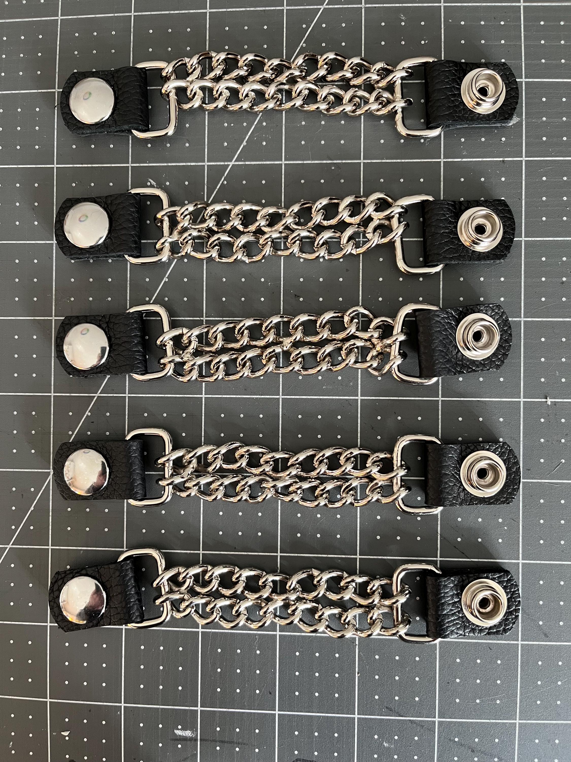 Bikers Vest Extenders Chain Extensions With Snaps Braided Leather Vest ...