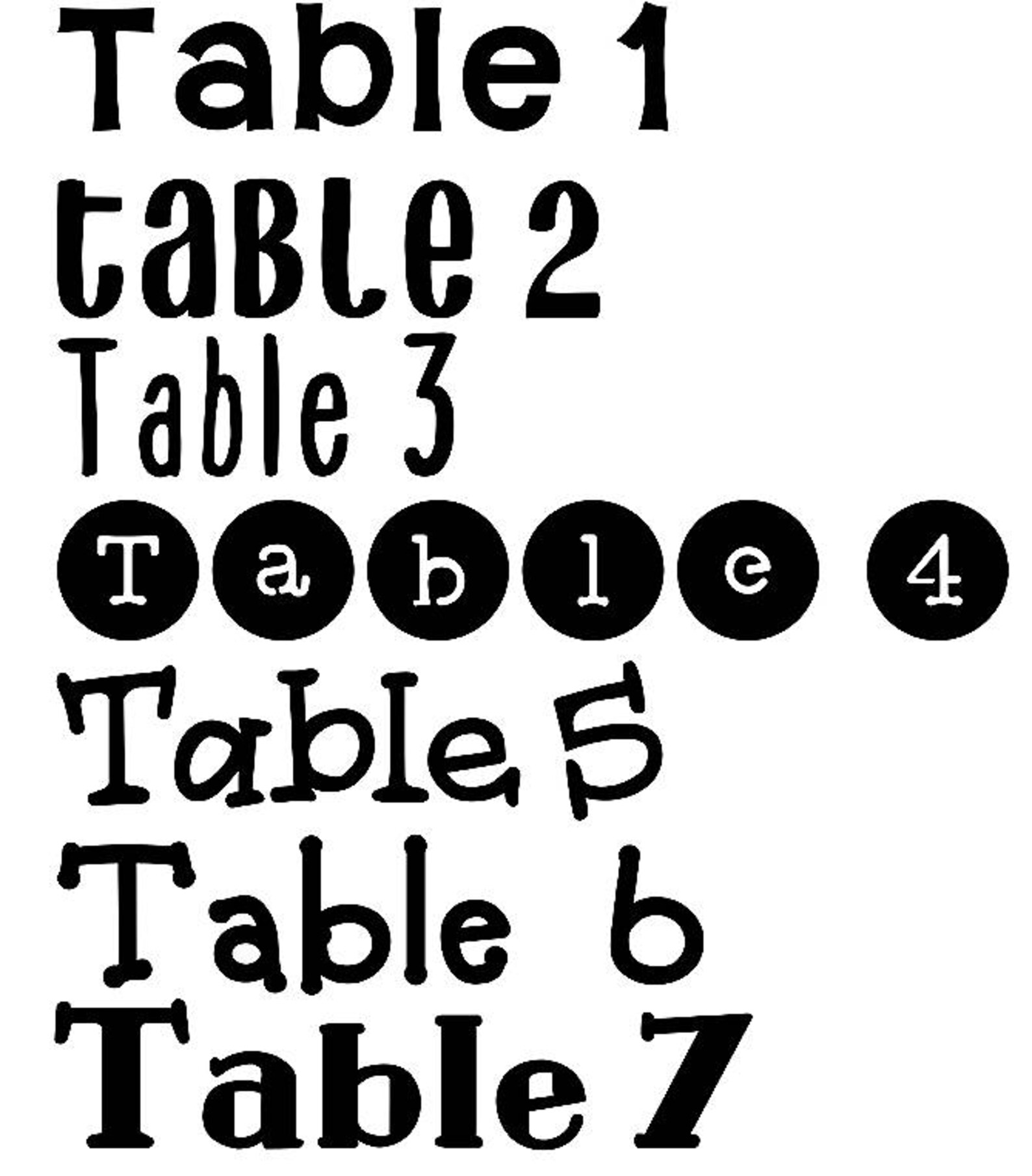 Table Number Vinyl Stickers | Etsy