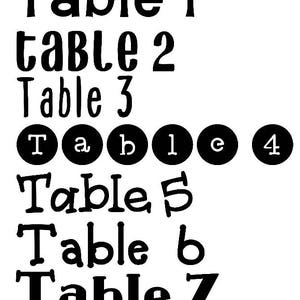 Table Number Vinyl Stickers - Etsy