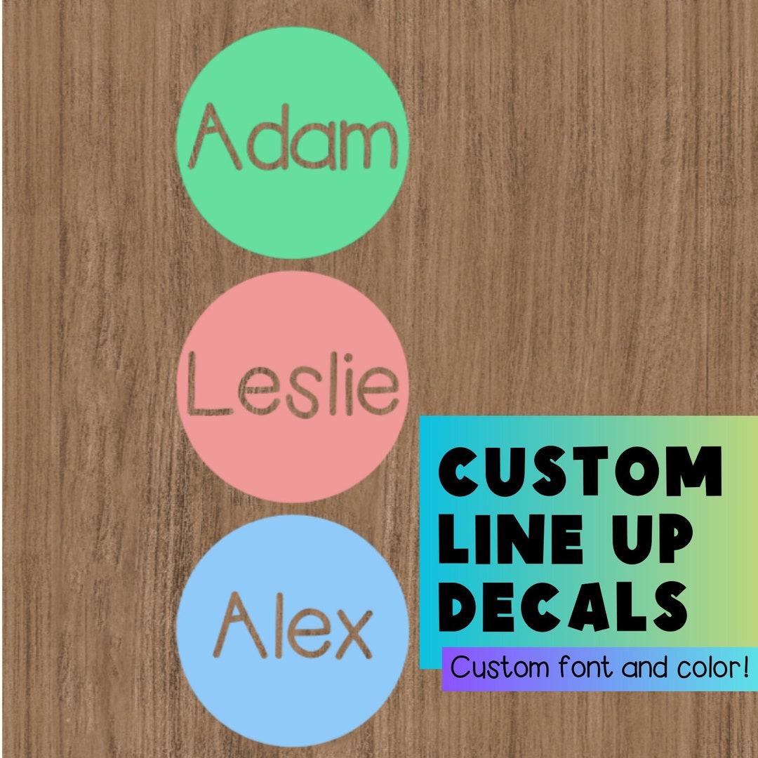 Custom Vinyl Student Line up Decals-3 Inch | Custom Desk Plates | Vinyl ...