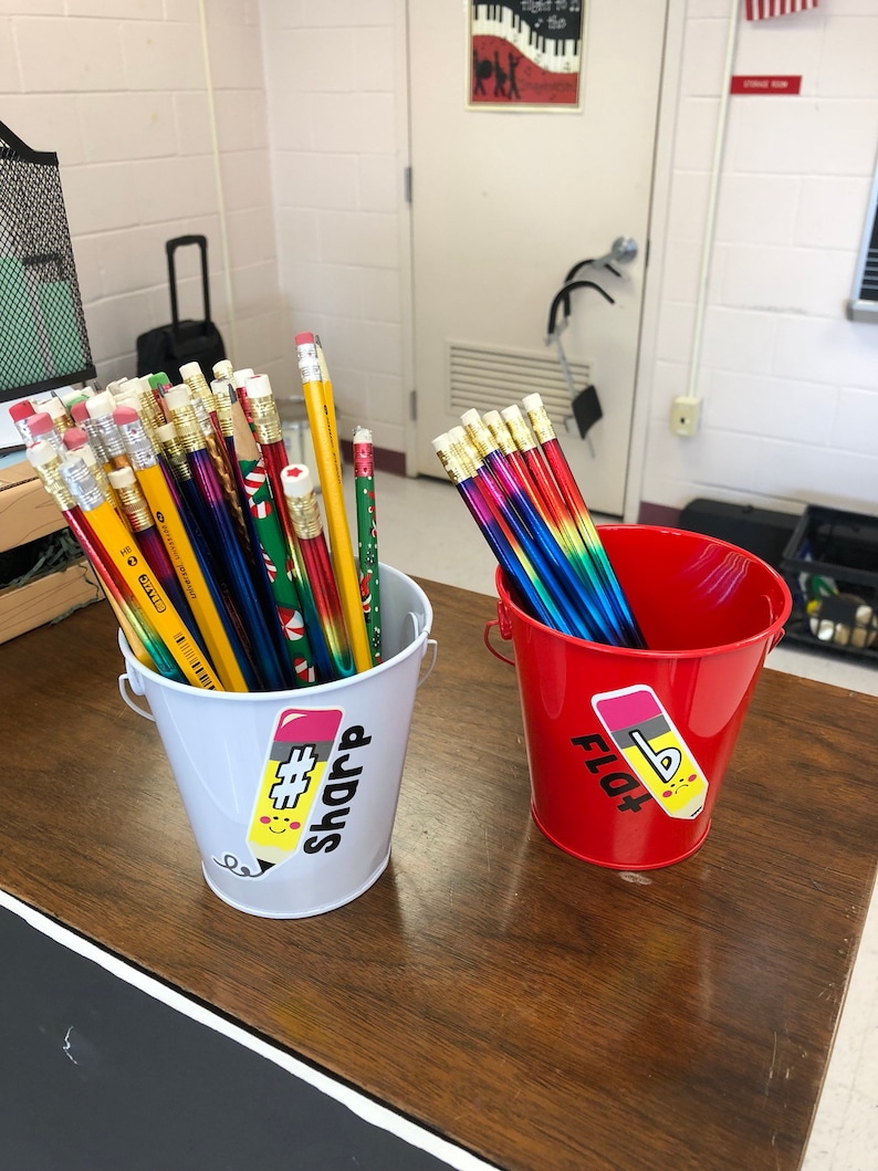 Music Teacher Pencil Cups. Sharp and Flat Pencil Tins - Etsy
