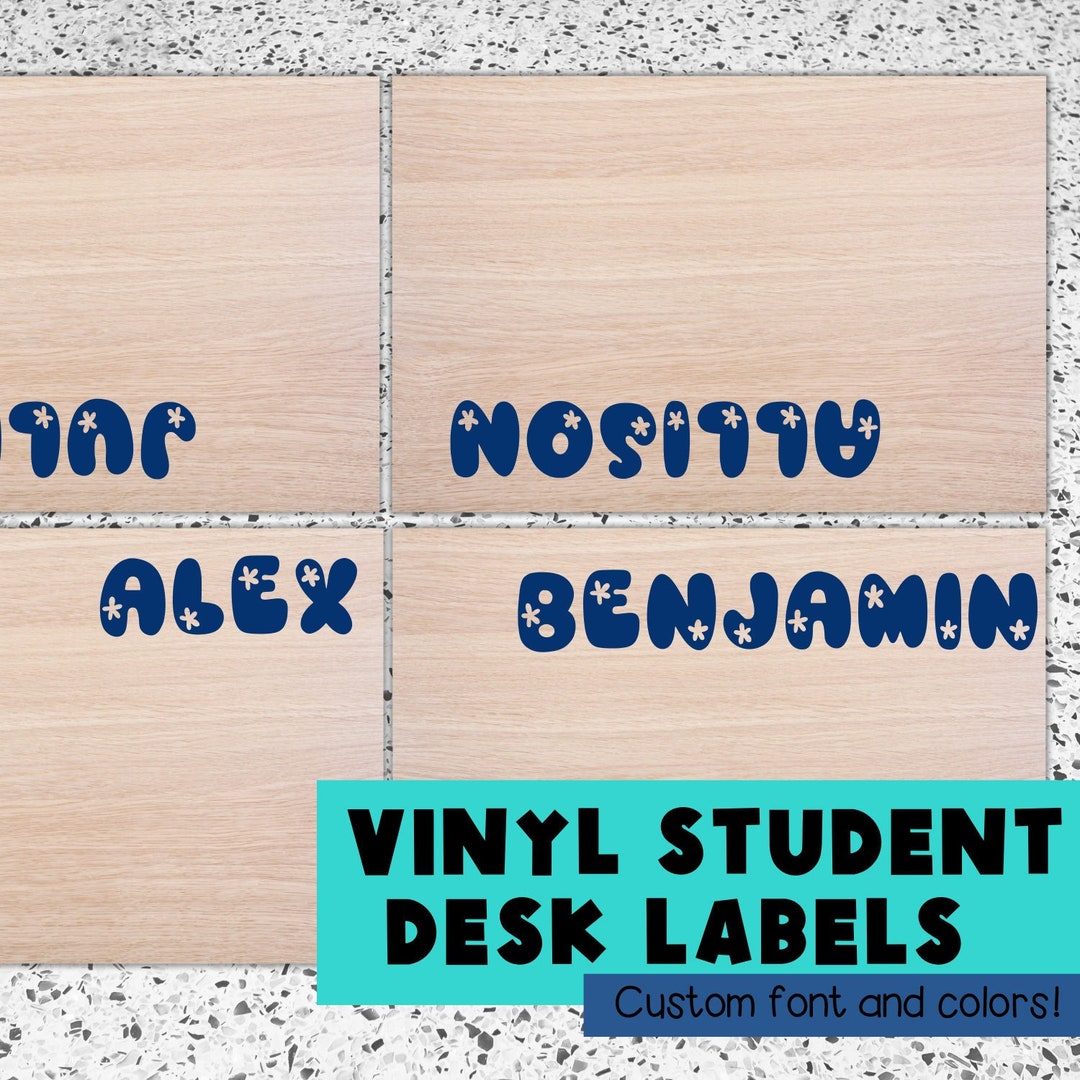 Custom Vinyl Student Desk Name Decals | Custom Desk Plates | Vinyl Desk ...