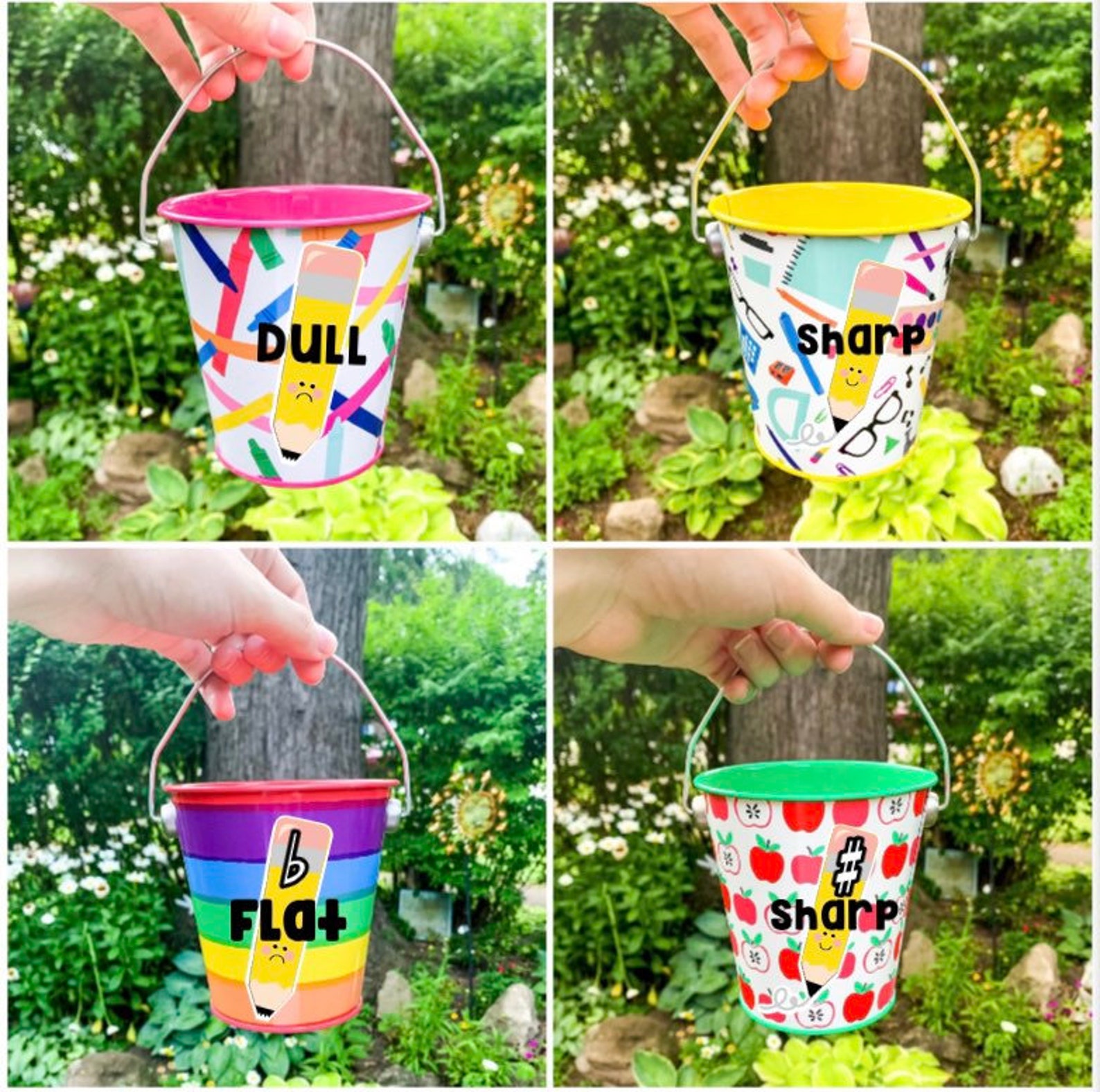 Music Teacher Pencil Cups. Sharp and Flat Pencil Tins - Etsy