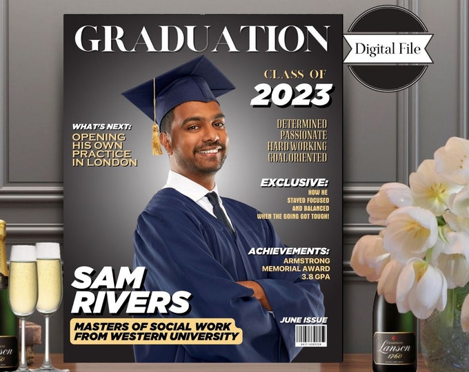 Personalized Graduation Magazine Style Photo Poster, College University ...