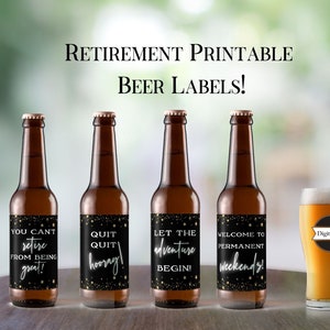 Retirement Printable Beer Labels, Funny Beer Labels, Gold and Silver ...