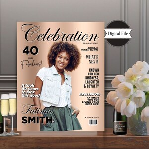 Personalized Photo Magazine Style Poster Printable Rose Gold - Etsy