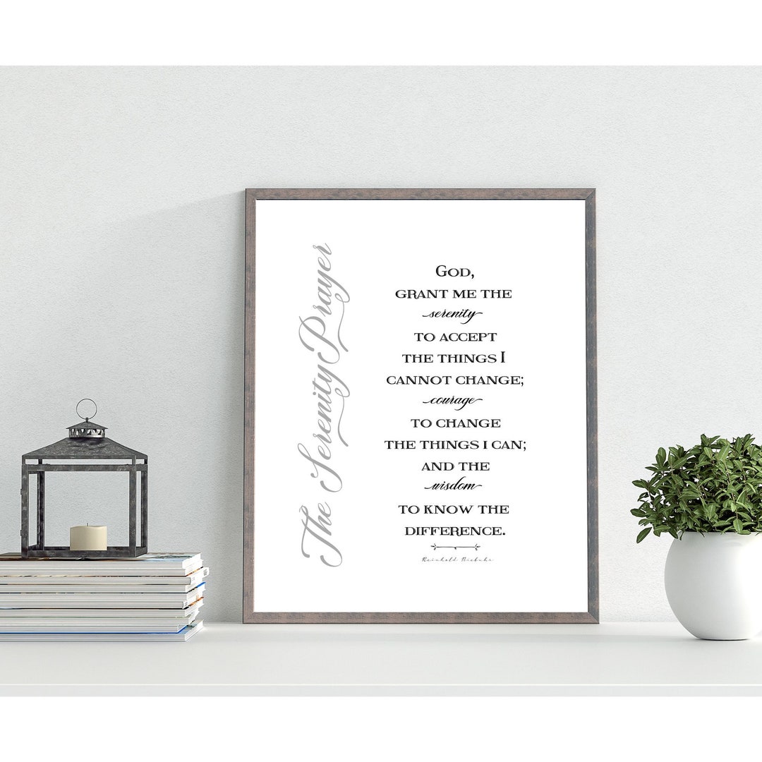 Serenity Prayer, Short Version, Bible Verse Print, Christian Scripture ...