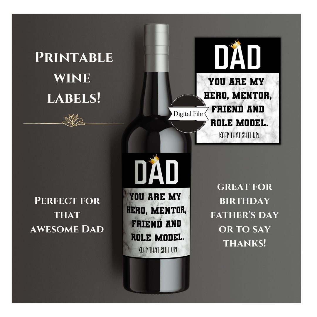 Dad Printable Wine Labels, Thank You Labels, Father's Day Wine Labels ...