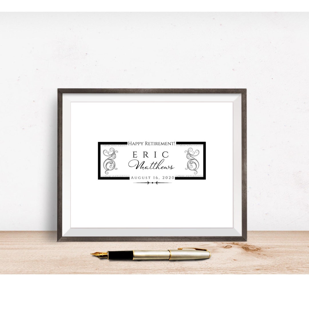 Personalized Retirement Party Signature Poster, Silver and Black ...