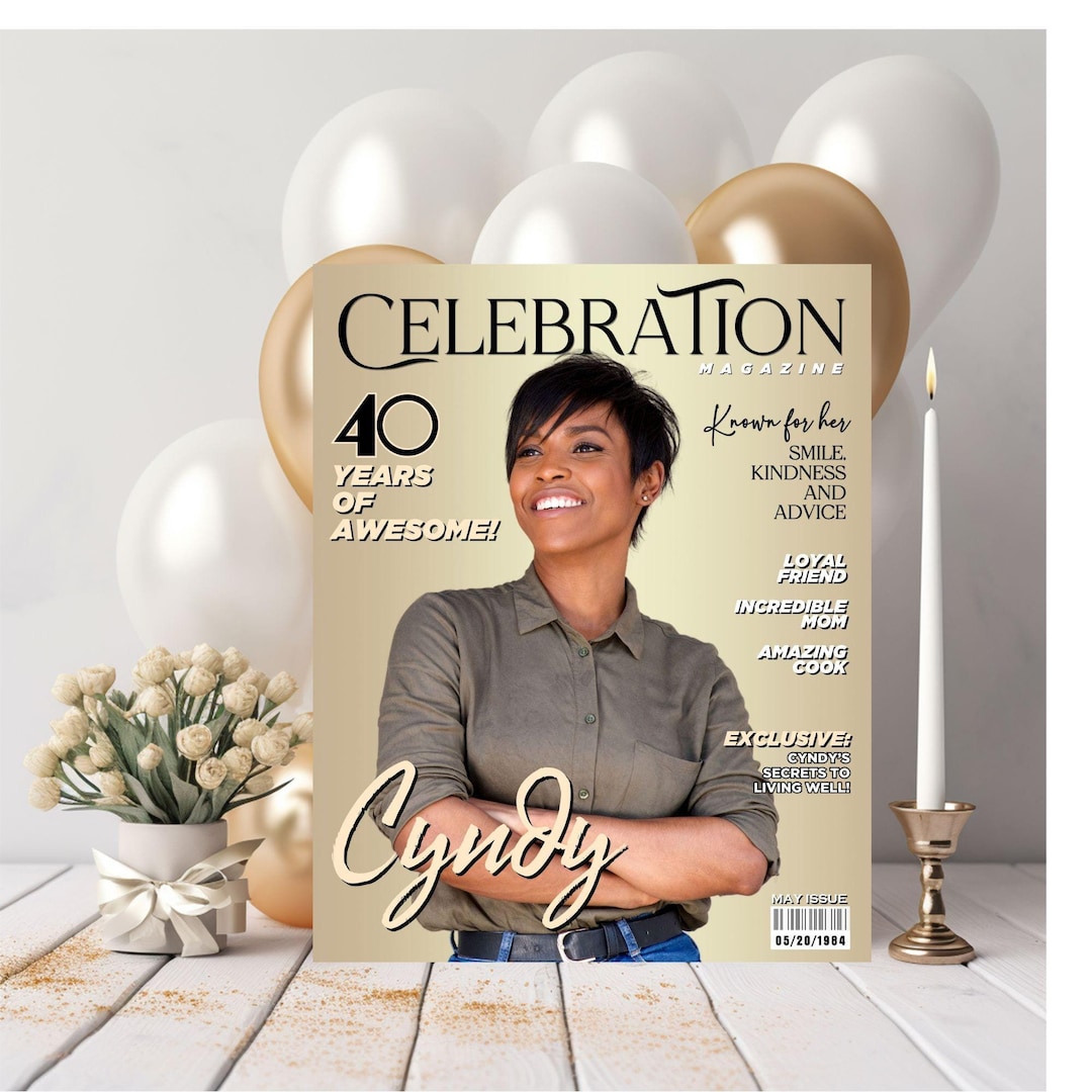 Personalized Birthday Magazine Photo Poster Printable, Entrance Sign ...