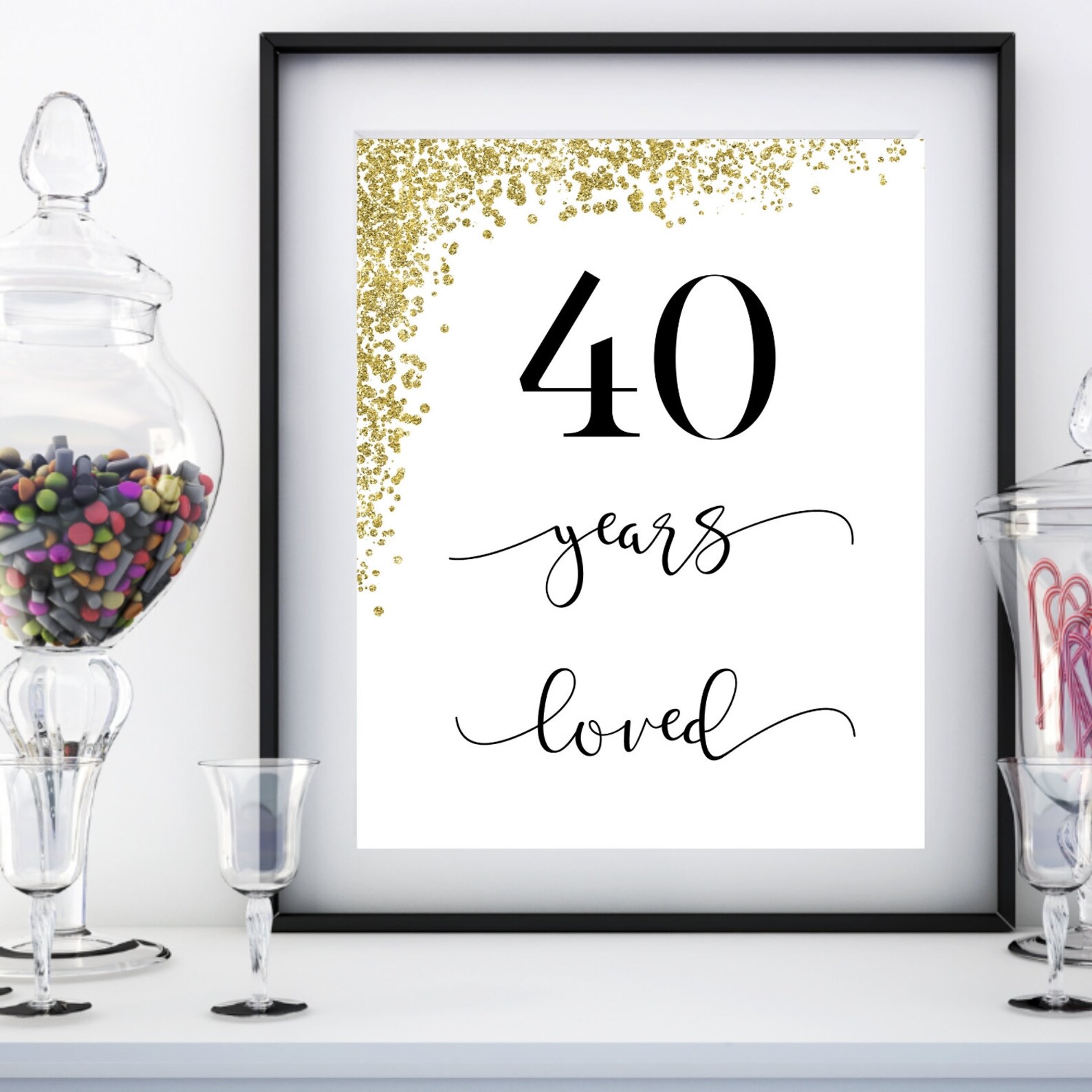 40th Gold Birthday Party Print Set Birthday Decorations | Etsy