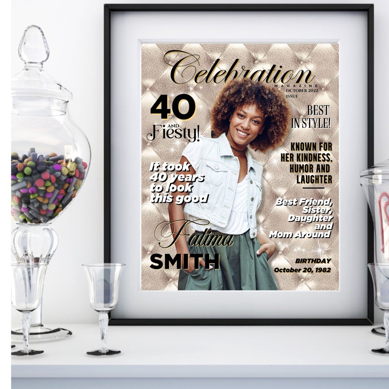 Personalized Photo Magazine Style Poster Printable Pale Gold - Etsy