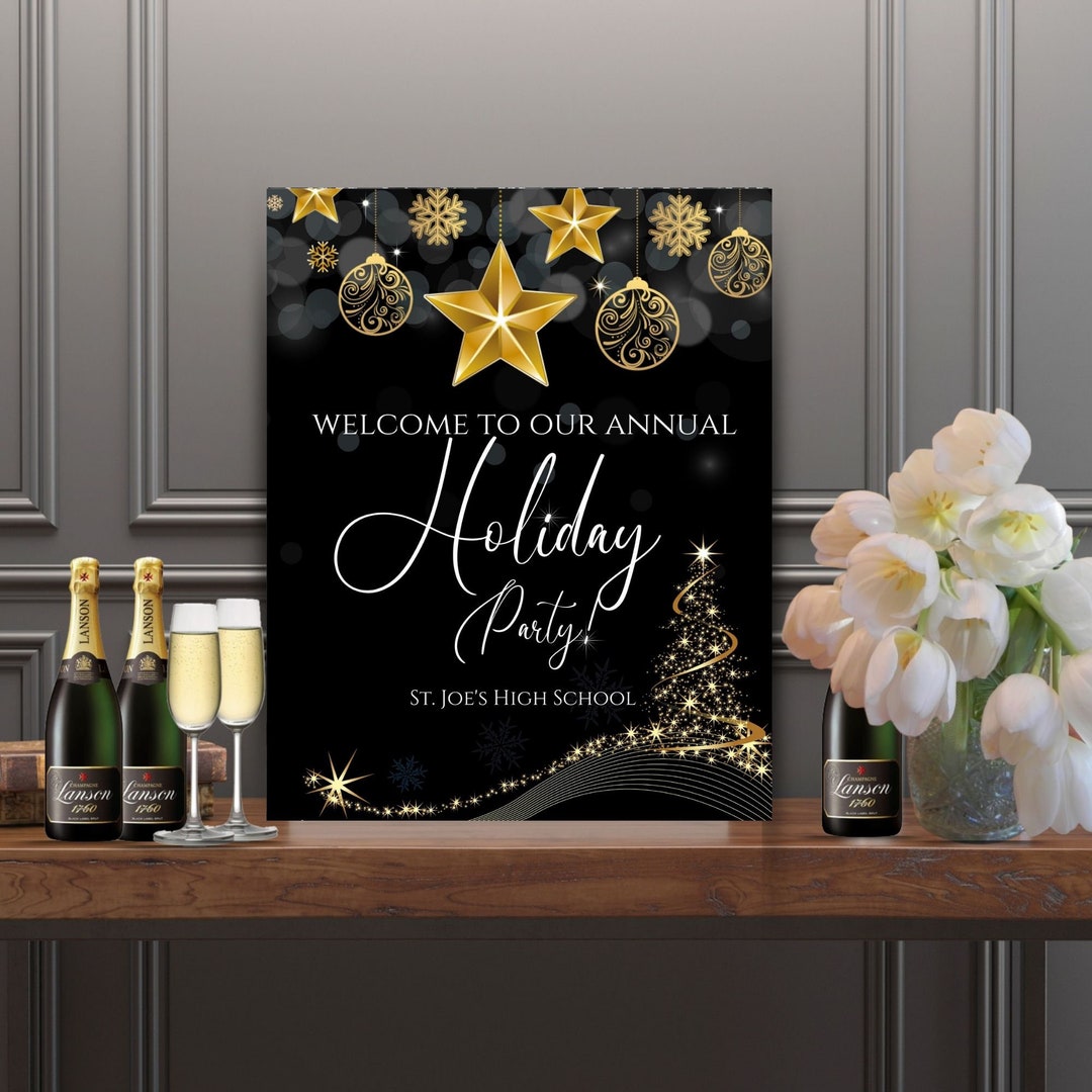 Personalized Holiday Party Welcome Sign Gold Christmas Party - Etsy