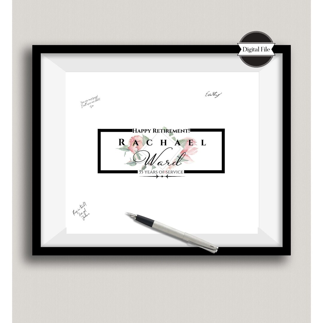 Retirement Party Signature Poster, Floral Retirement Signature Print ...