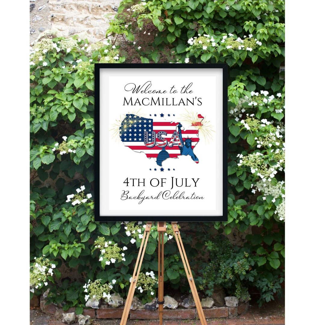 4th of July Welcome Sign, Entrance Sign, Backyard Party Sign ...