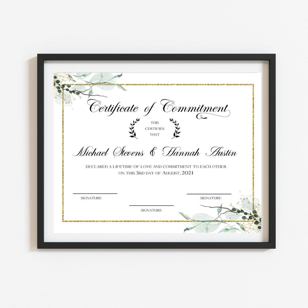 Certificate of Commitment, Greenery Accent, Partner Commitment ...