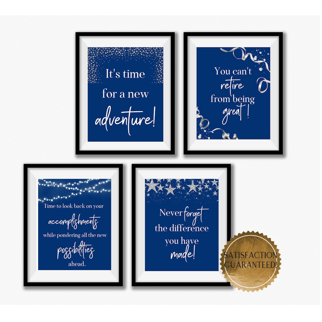 Retirement Party Prints, Blue and Silver Theme, Retirement Printables ...