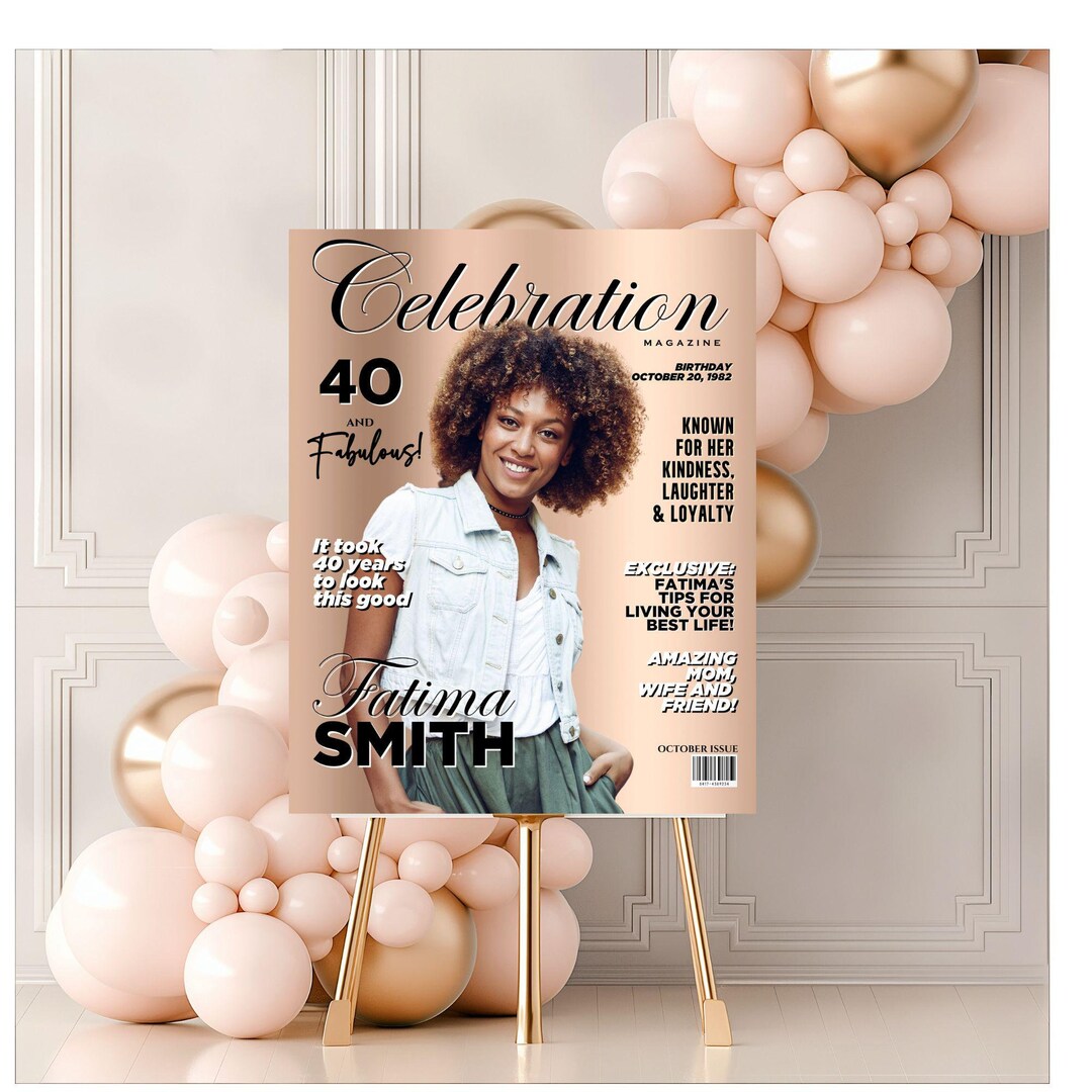 Personalized Photo Magazine Style Poster Printable, Rose Gold, Any Age ...
