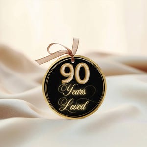 90th Birthday Cupcake Topper/tag Printable, Black and Gold Gift Favour ...