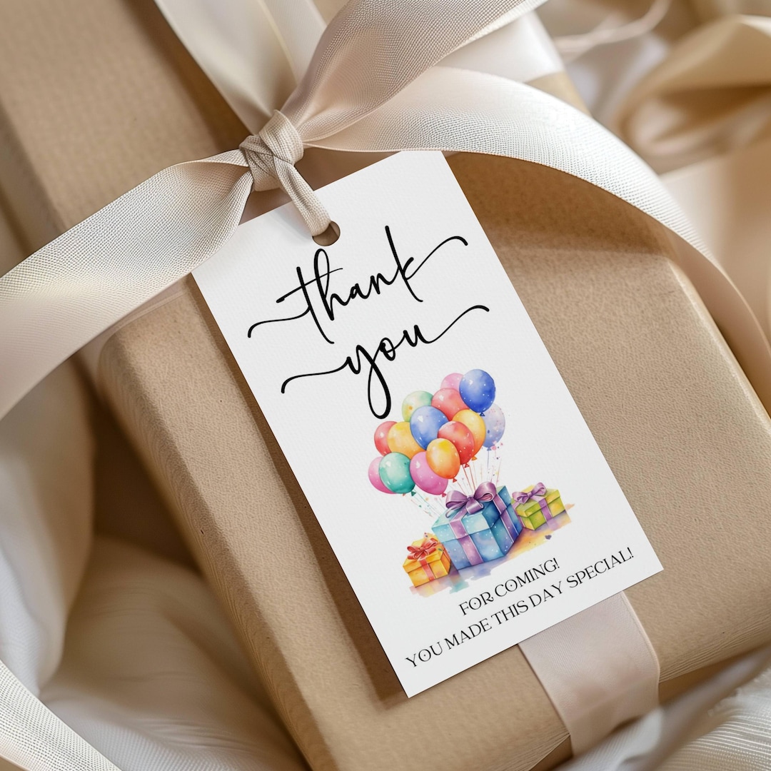 Birthday Thank You Tag Printable, Favour Tag, Birthday Gift Thank You ...