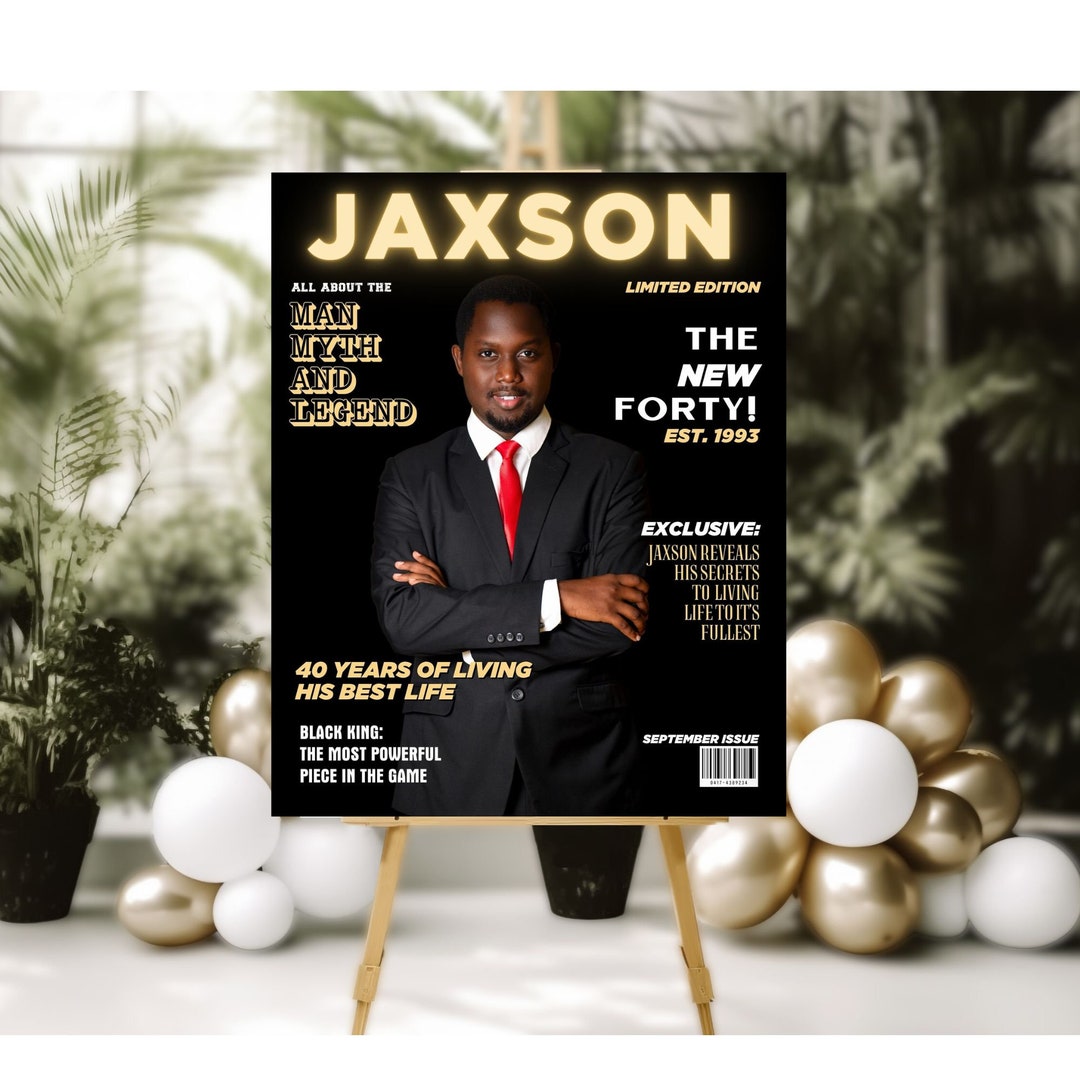Personalized Birthday Magazine Photo Poster Printable, Entrance Sign ...