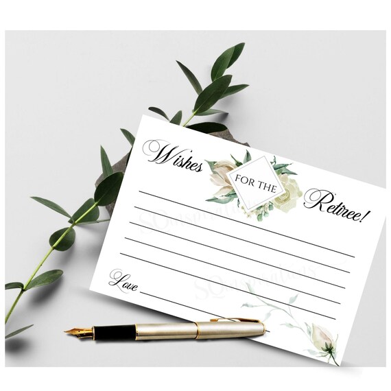 Floral Retirement Wish Cards Retirement Party Printables - Etsy
