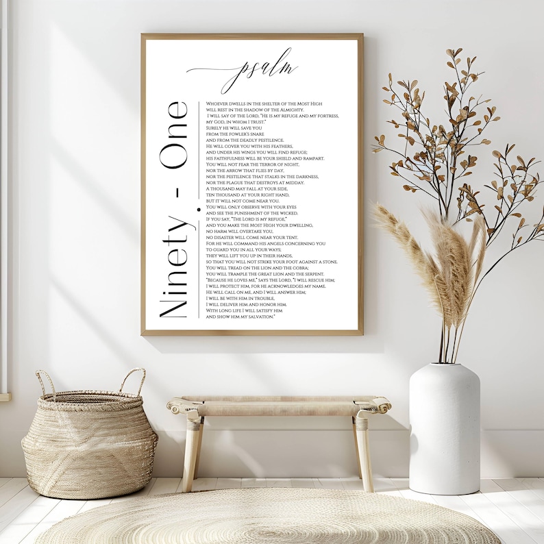 Psalm 91 Printable Wall Art, Bible Verse Poster for Christians, Boho ...