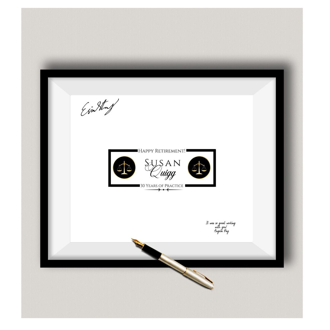 Retirement Party Signature Poster for Lawyer or Legal Assistant, Scales ...