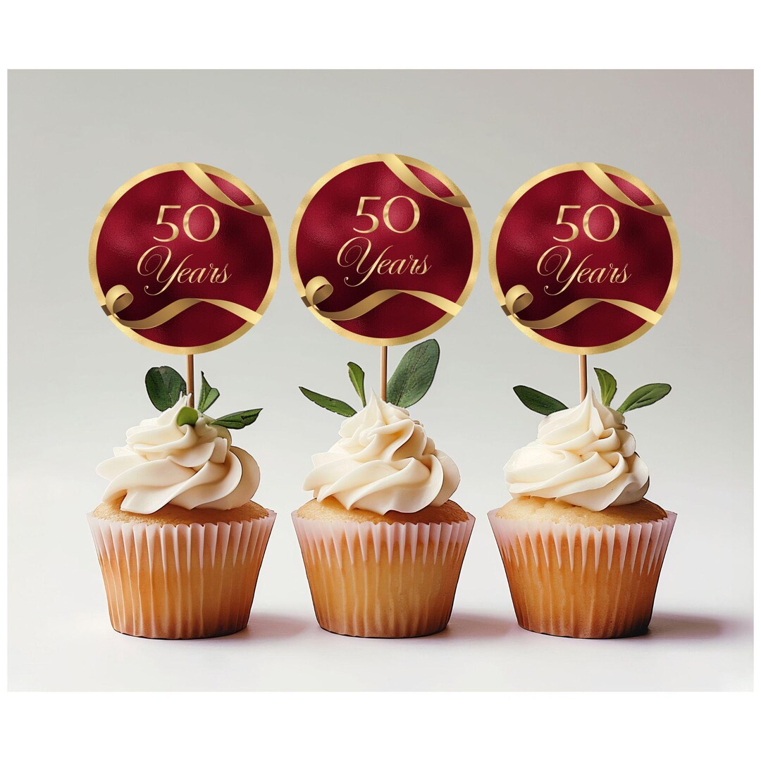 50th Reunion Cupcake Topper/tag Printable, 50th Anniversary Gift Tags ...
