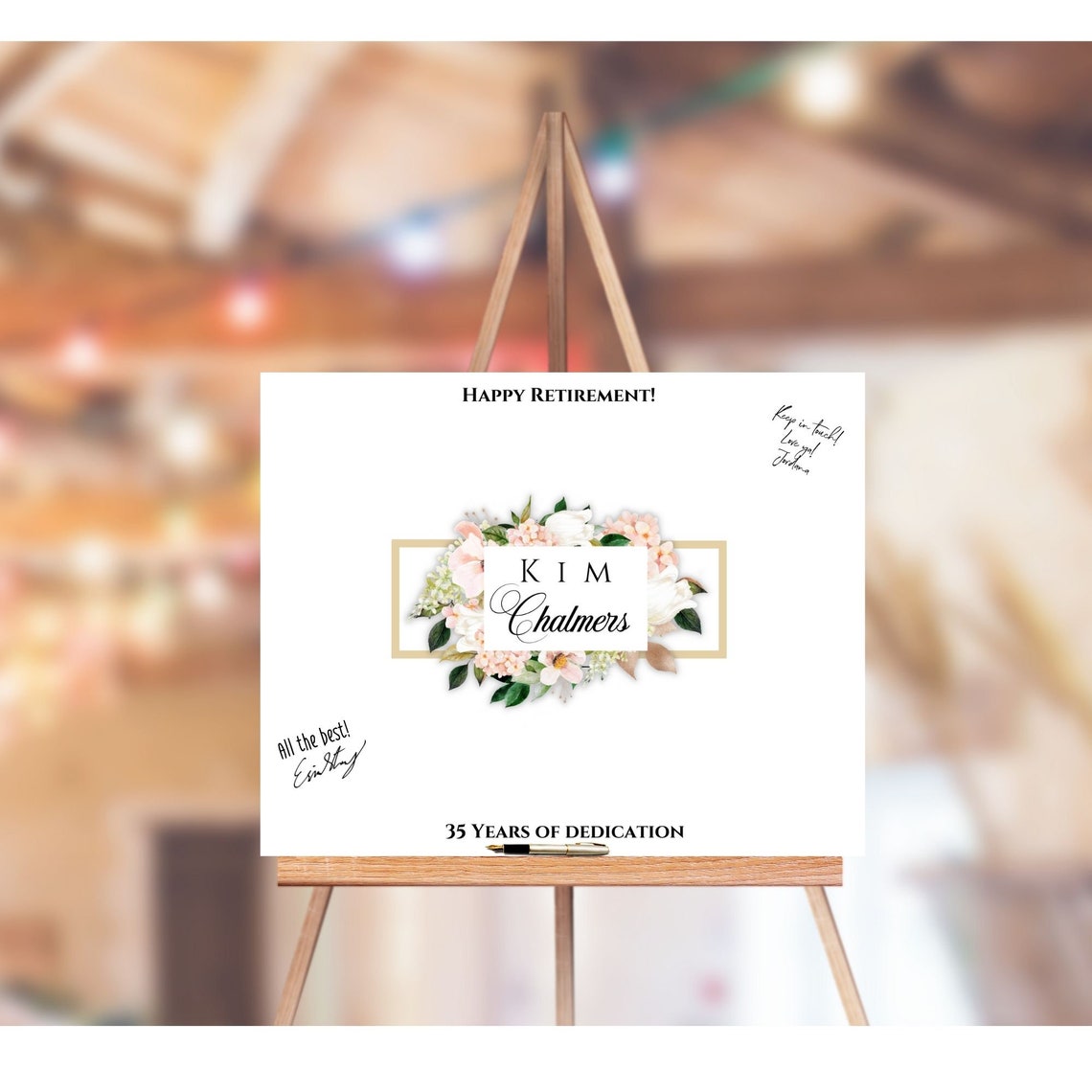 Personalized Retirement Party Signature Poster Floral - Etsy