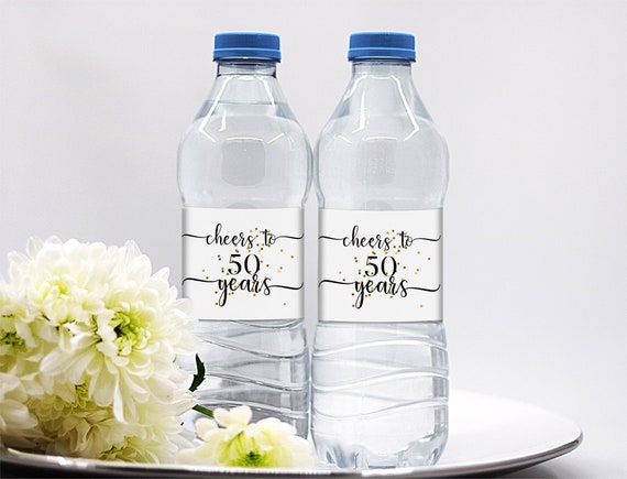 50th Birthday Water Bottle Stickers 50th Party Supplies Gold | Etsy