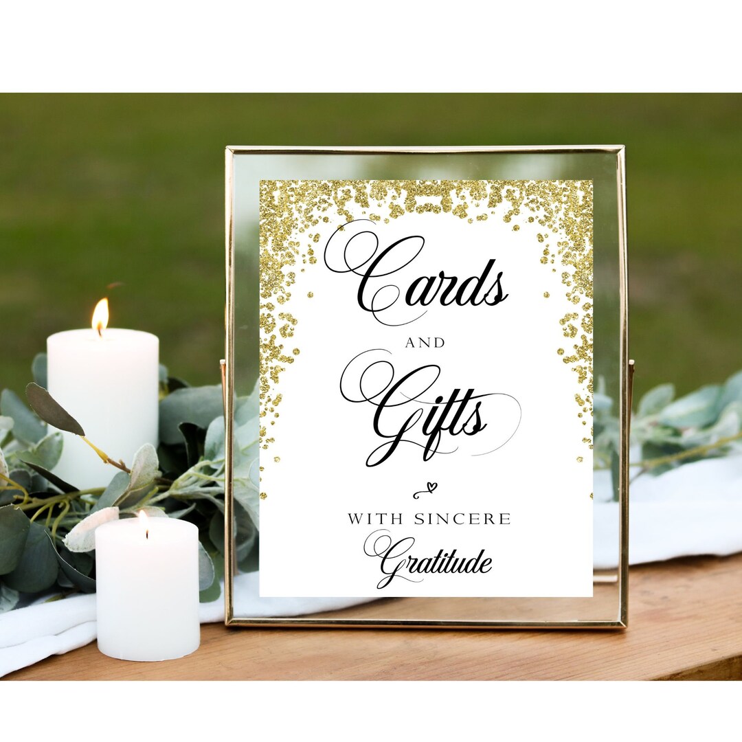 Card and Gift Table Sign, Gold Table Sign, Party Print, Instant ...