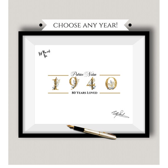 Birthday Signature Poster Birth Year Signature Party Print | Etsy