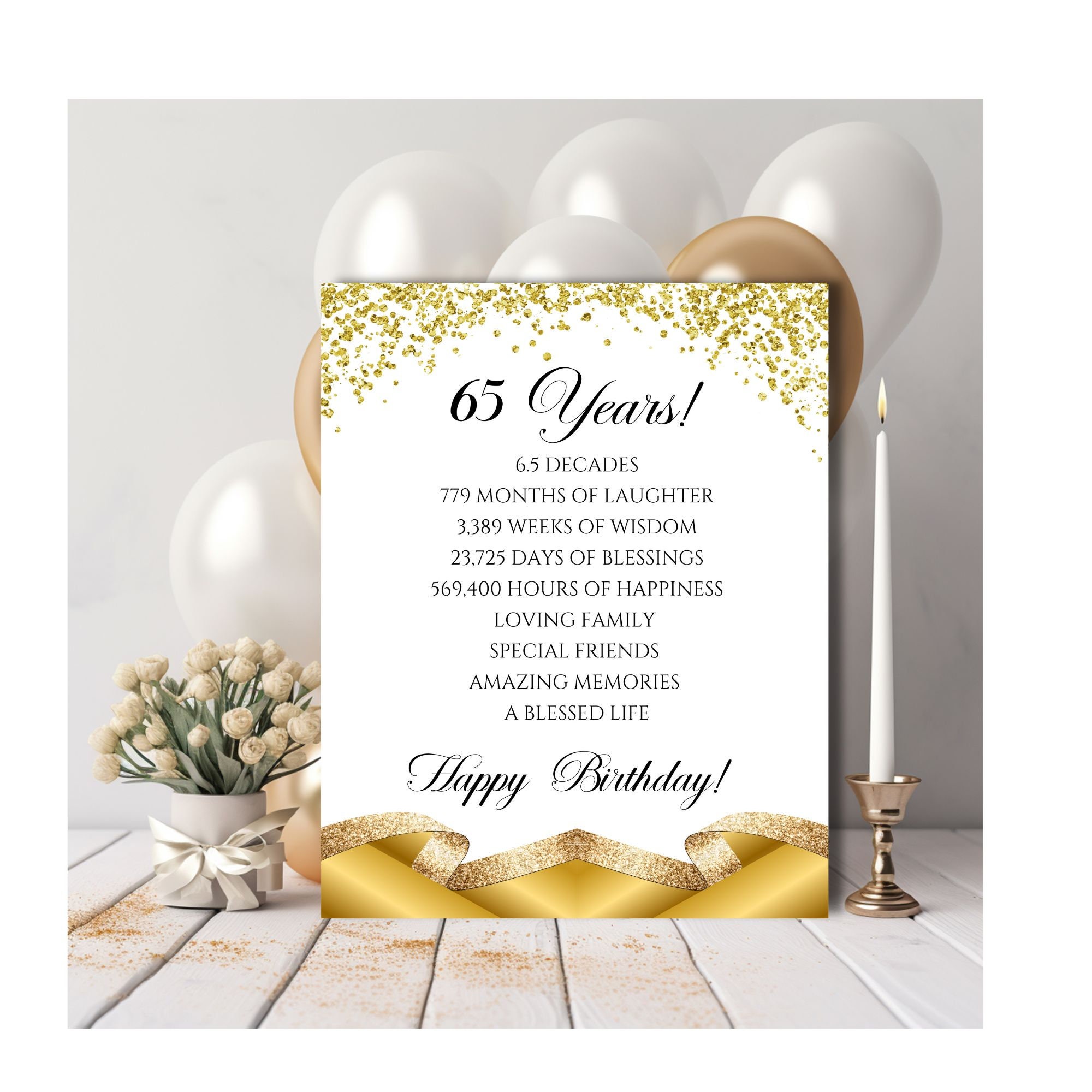 Printable 65th Birthday Quotes To Frame 65th Birthday Sign Green