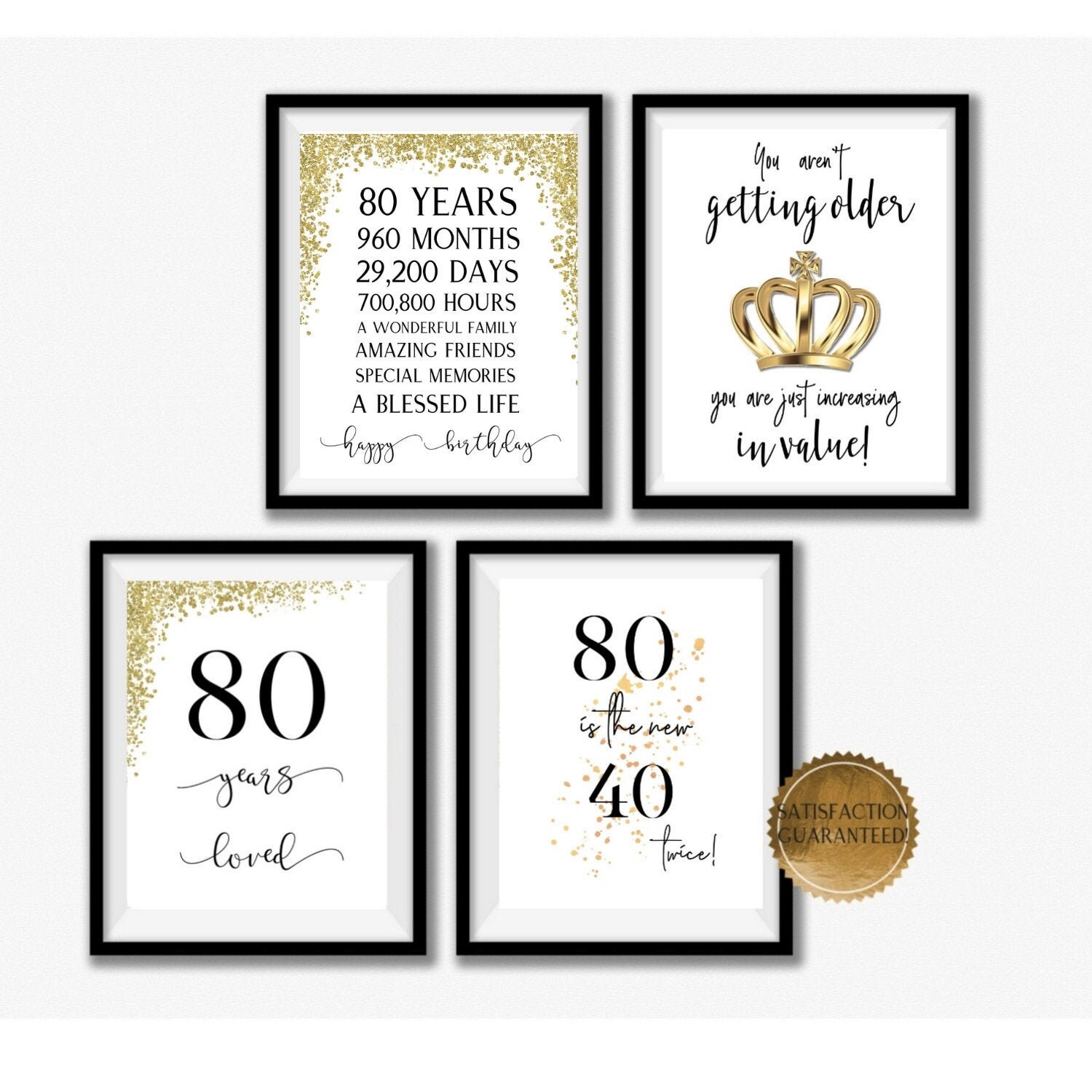 80th Gold Birthday Party Prints 80th Birthday Decorations | Etsy