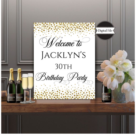 Personalized Welcome Sign Gold Glitter Entrance Party Sign - Etsy