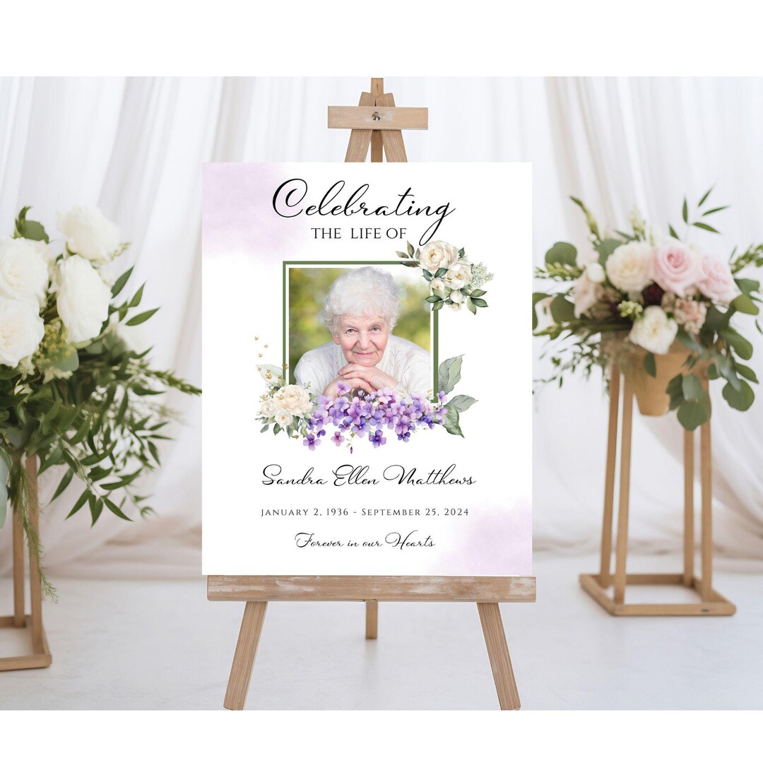 Personalized Celebration of Life Welcome Sign, Floral, Funeral Welcome ...