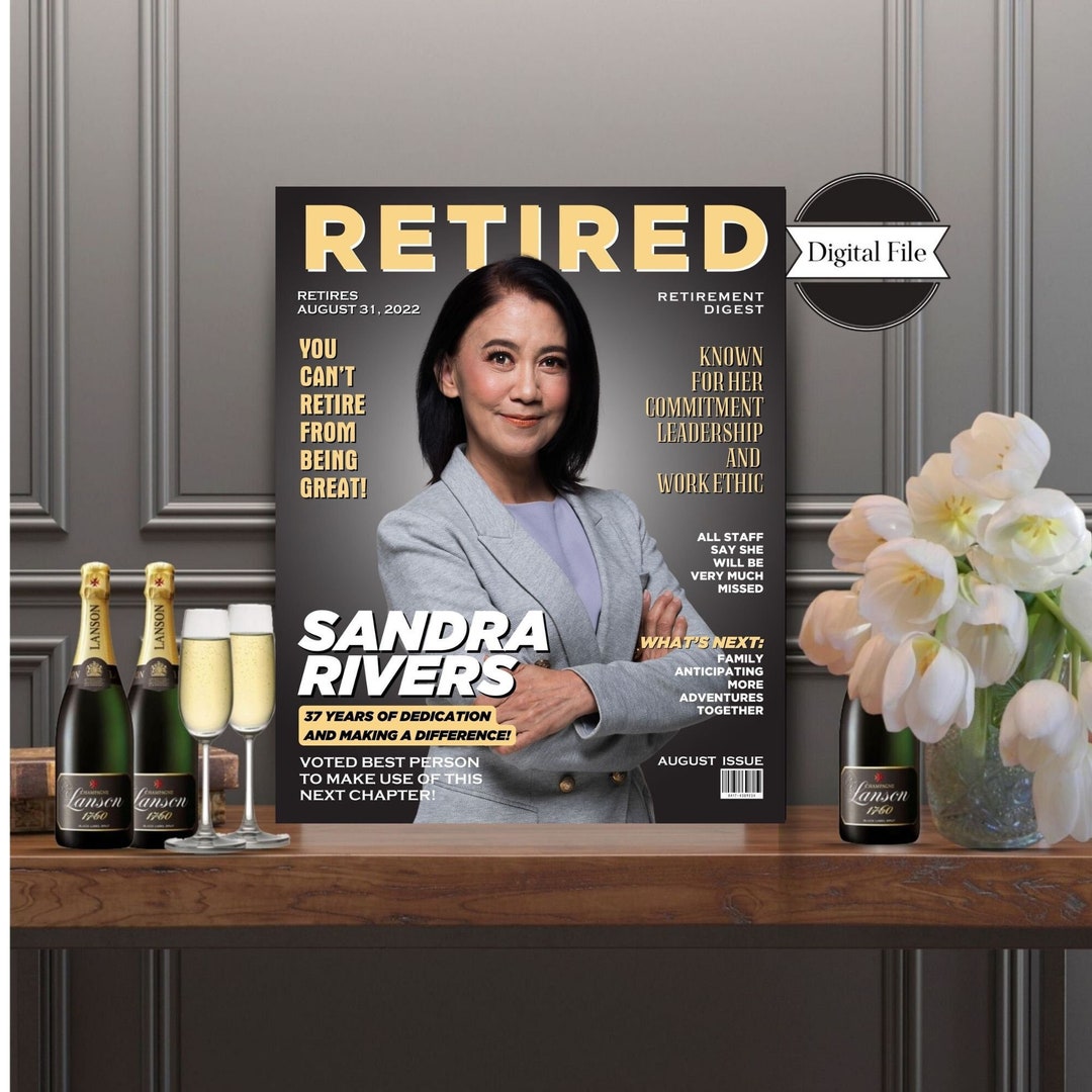 Personalized Photo Retirement Poster for Woman Printable, Magazine ...