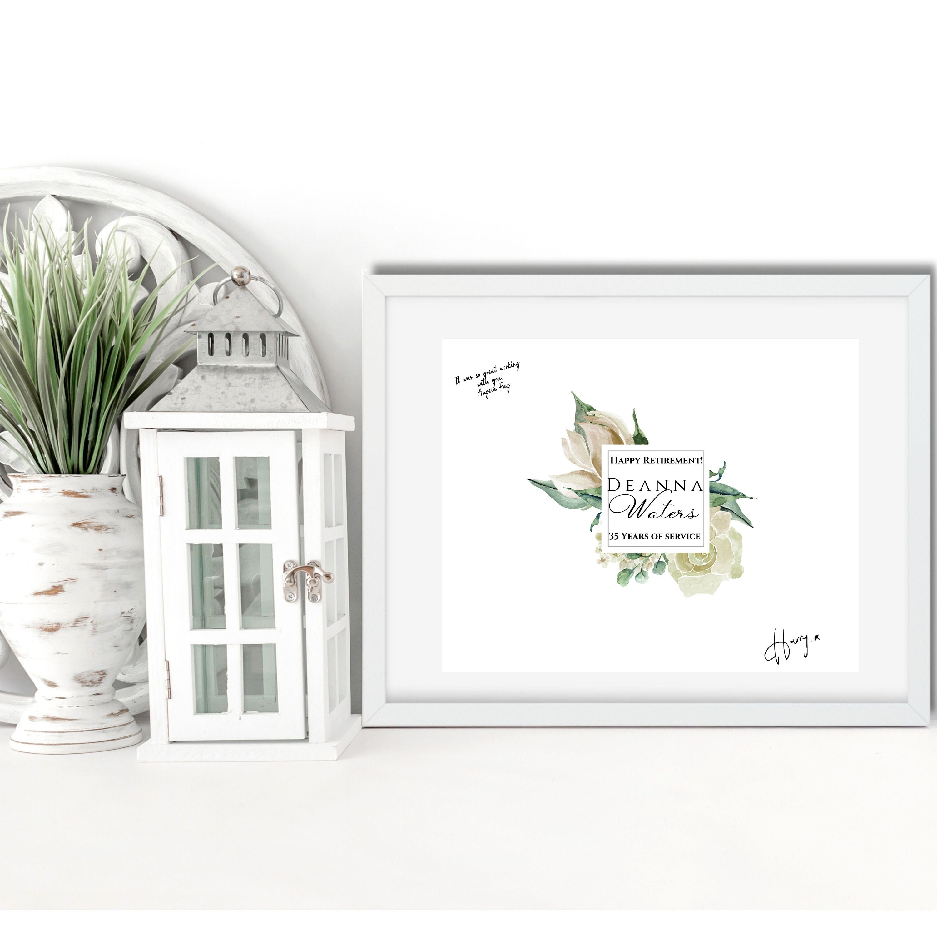 Personalized Retirement Party Signature Poster Floral Frame - Etsy