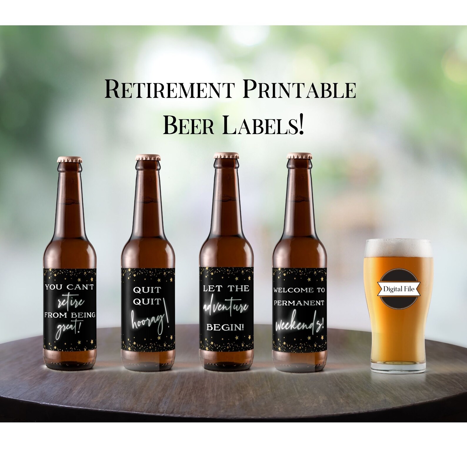 Retirement Printable Beer Labels Funny Beer Labels Gold and - Etsy